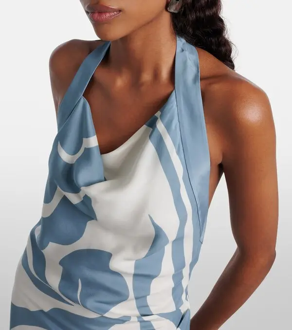 SIR. Lilou Halterneck Silk Minidress - Blue