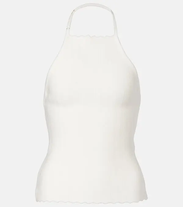 Jacquemus Tablier Knitted Halterneck Top - White