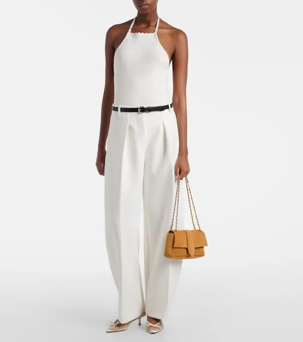 Jacquemus Tablier Knitted Halterneck Top - White
