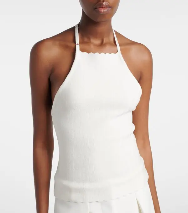 Jacquemus Tablier Knitted Halterneck Top - White