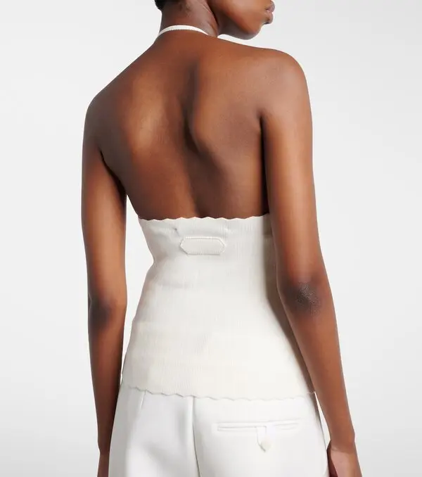 Jacquemus Tablier Knitted Halterneck Top - White