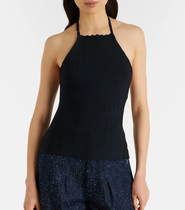 Jacquemus Tablier Knitted Halterneck Top - Blue