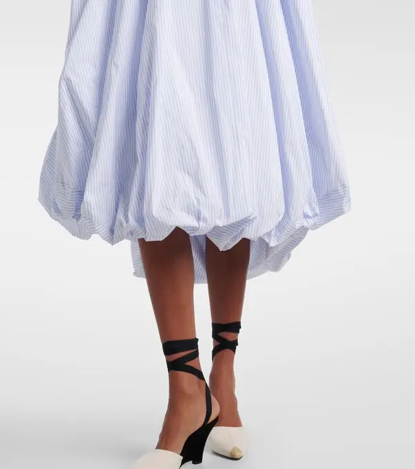Jacquemus Lavande Gathered Striped Midi Dress - White