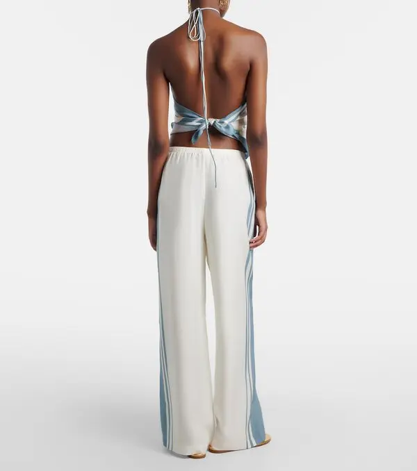 SIR. Lilou Silk Wide-leg Pants - White