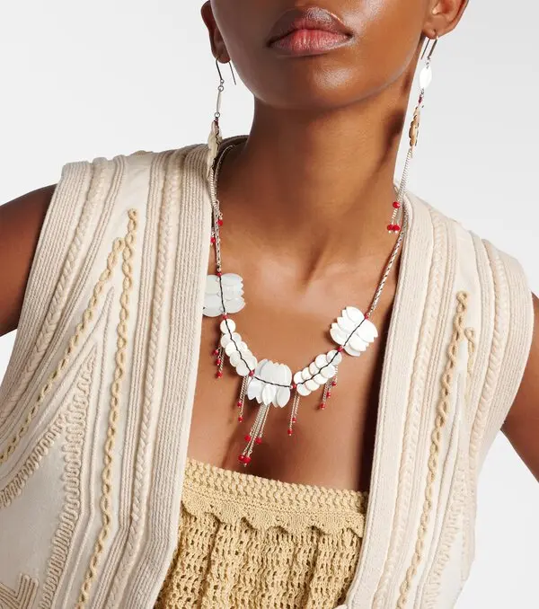 Isabel Marant Étoile Halsey Embellished Seashell Necklace - White