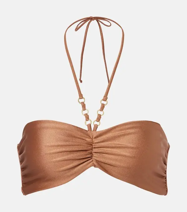 Jade Swim Zoe Ruched Bikini Top - Brown