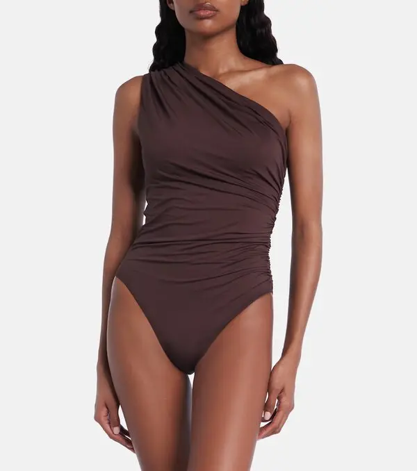 Melissa Odabash Arizona One-shoulder Gathered One-piece Swimsuit - Brown