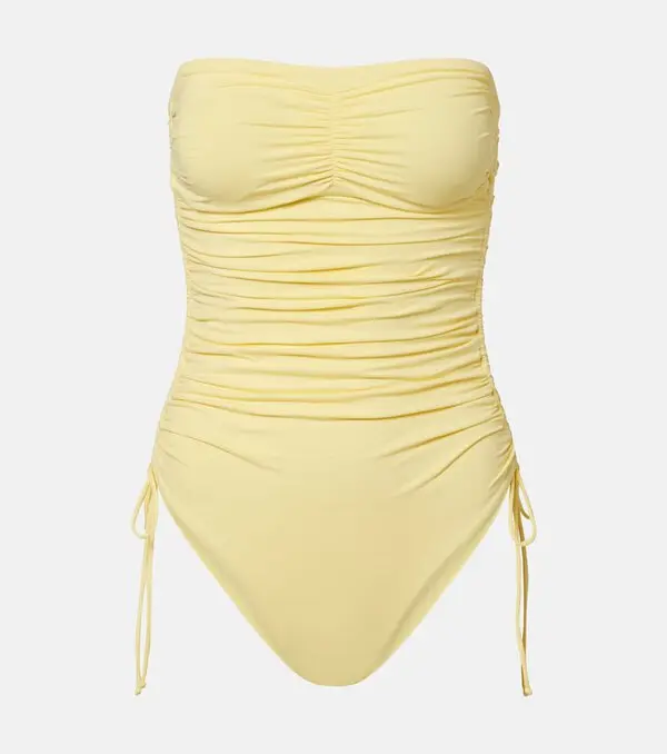 Melissa Odabash Sydney Ruched Bandeau Swimsuit - Yellow