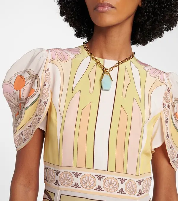 La DoubleJ Cherie Floral Silk Midi Dress - Multicoloured