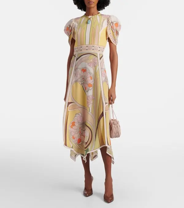 La DoubleJ Cherie Floral Silk Midi Dress - Multicoloured