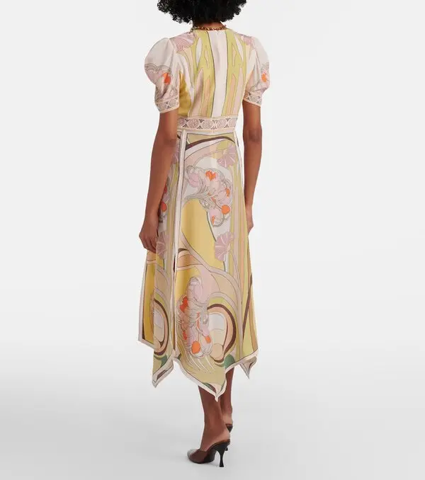 La DoubleJ Cherie Floral Silk Midi Dress - Multicoloured