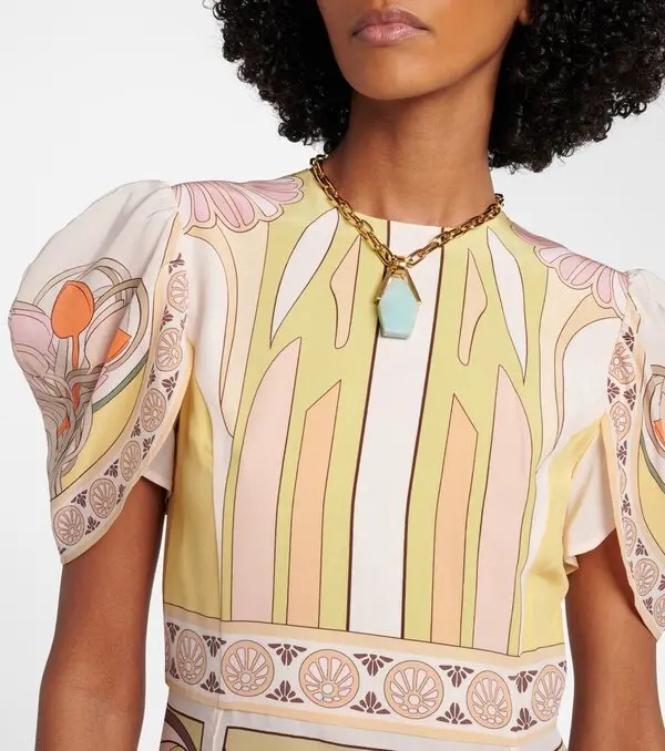 La DoubleJ Cherie Floral Silk Midi Dress - Multicoloured