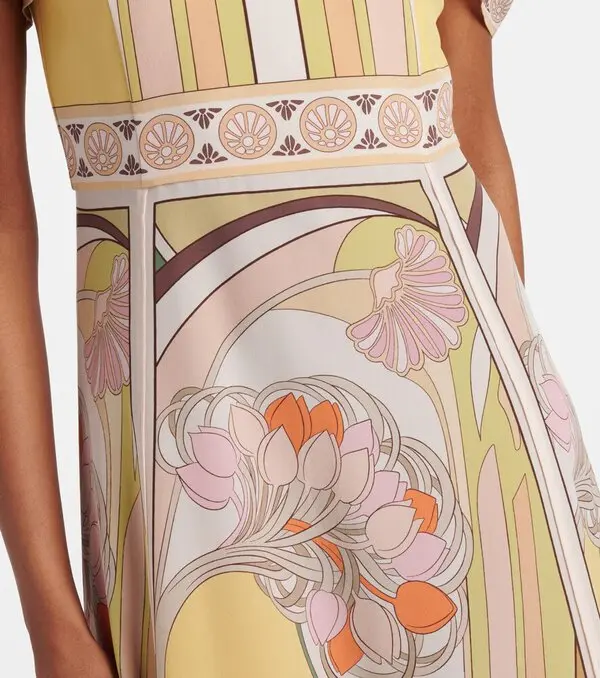 La DoubleJ Cherie Floral Silk Midi Dress - Multicoloured