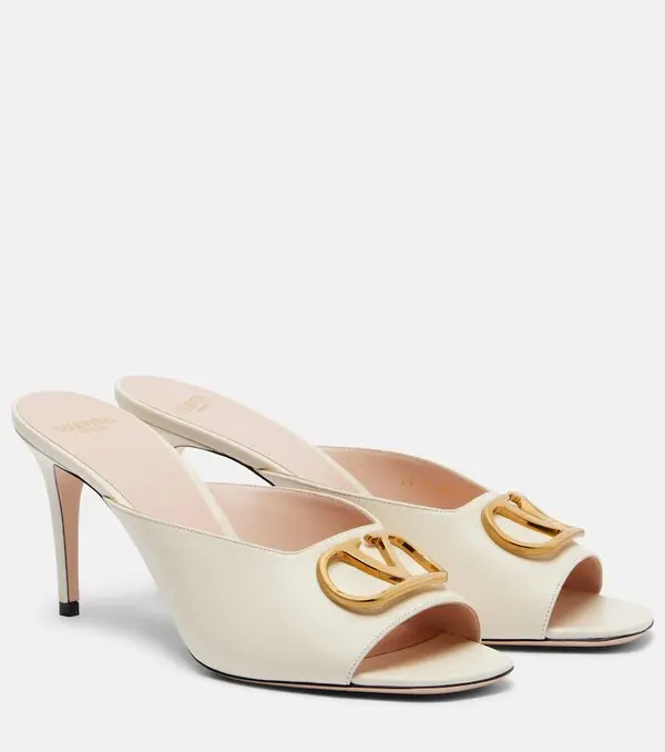 Valentino Garavani Vlogo Leather Mules - White