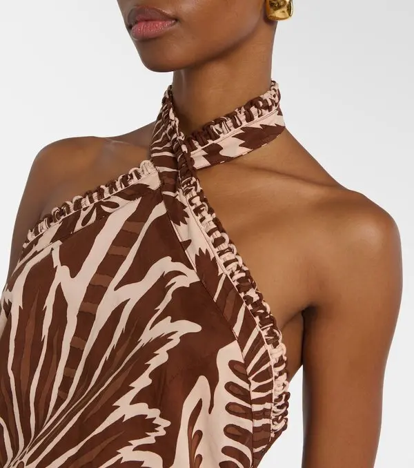 Poupette St Barth Manon Printed Cotton Mini Dress - Brown