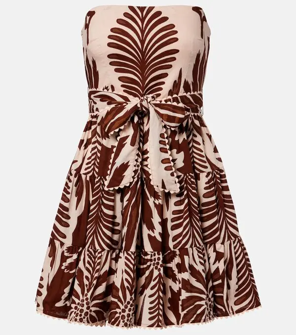 Poupette St Barth Christine Cotton Bandeau Minidress - Brown