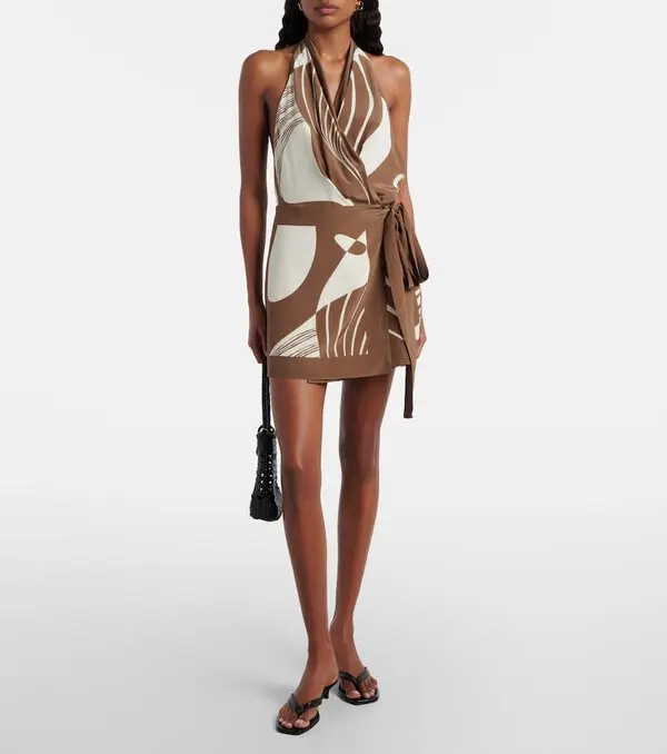 SIR. Almara Printed Silk Wrap Dress