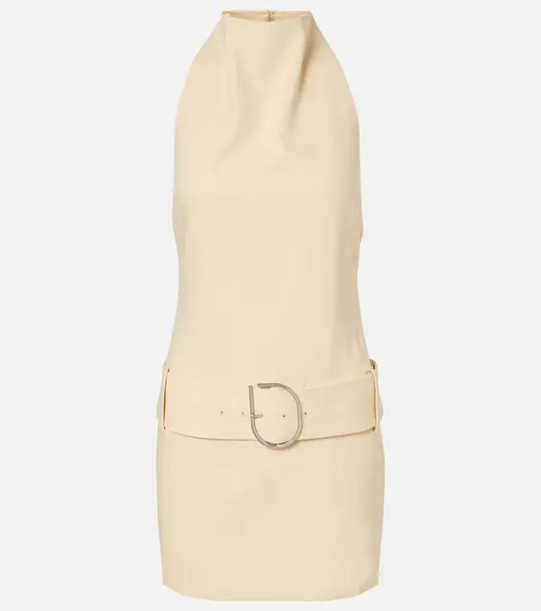 SIR. Sabina Belted Halterneck Minidress - White