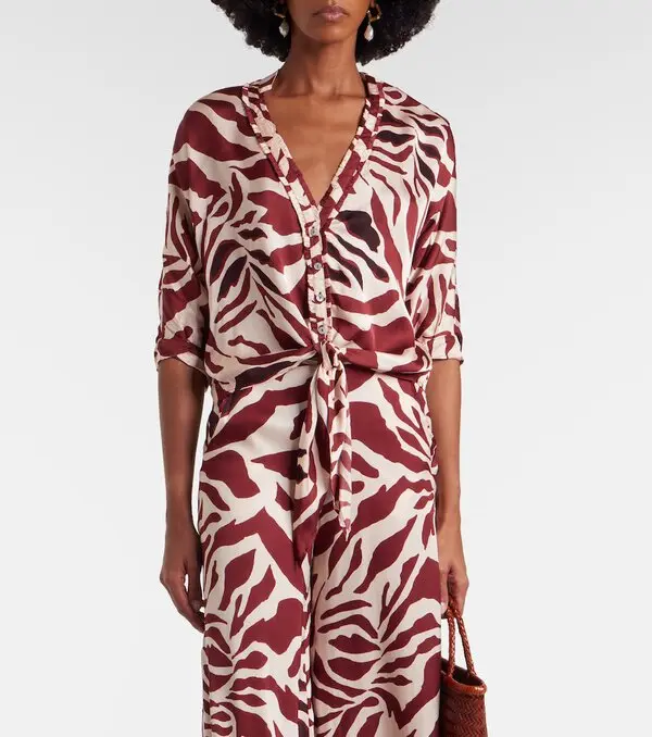 Poupette St Barth Azia Printed Blouse - Brown