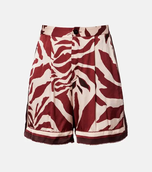 Poupette St Barth Isabelle Printed Satin Shorts