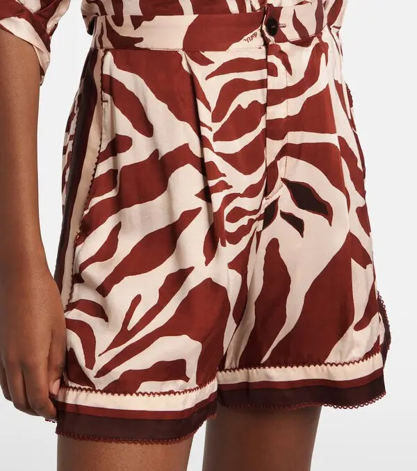 Poupette St Barth Isabelle Printed Satin Shorts
