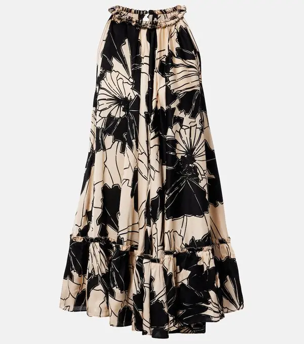 Poupette St Barth Cleo Floral Halterneck Minidress - Black