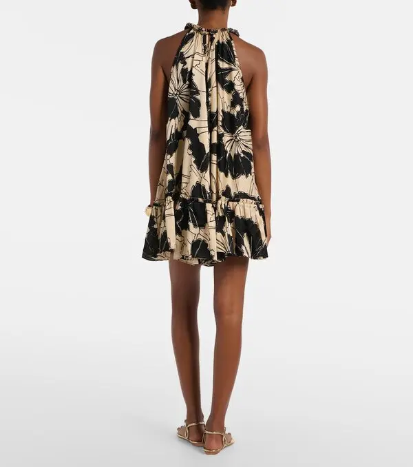 Poupette St Barth Cleo Floral Halterneck Minidress - Black