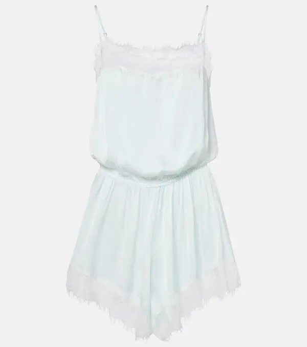 Poupette St Barth Silvia Lace-trimmed Romper - Blue