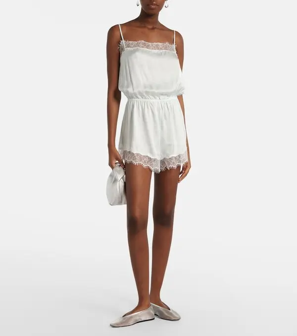 Poupette St Barth Silvia Lace-trimmed Romper - Blue