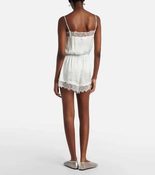 Poupette St Barth Silvia Lace-trimmed Romper - Blue