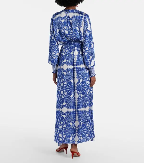 Poupette St Barth Printed Satin Maxi Dress