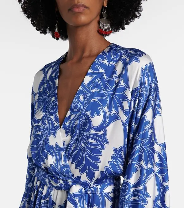 Poupette St Barth Printed Satin Maxi Dress