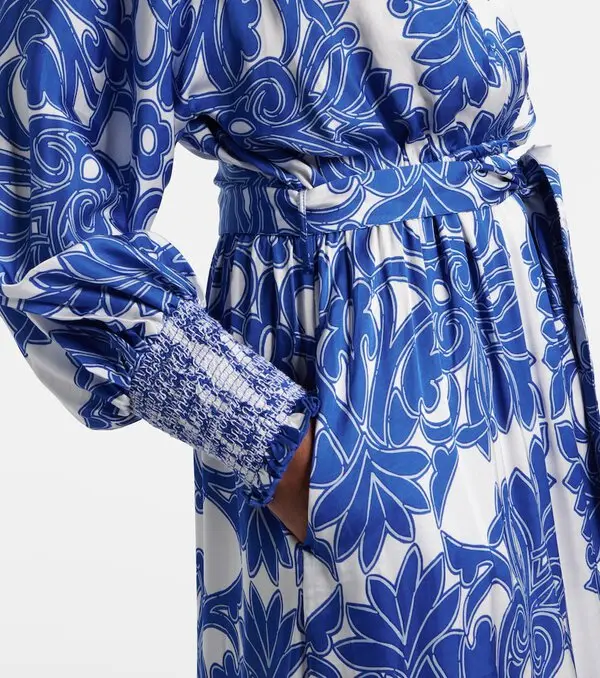 Poupette St Barth Printed Satin Maxi Dress