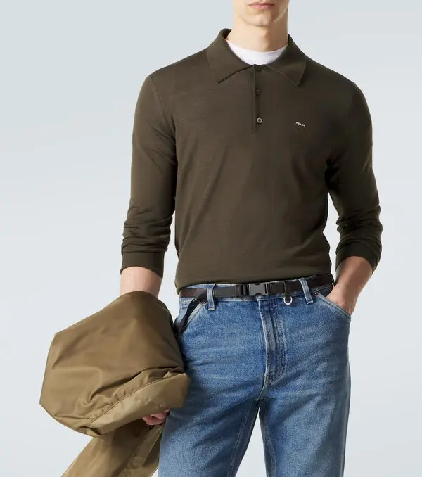 Prada Virgin Wool Polo Sweater - Green