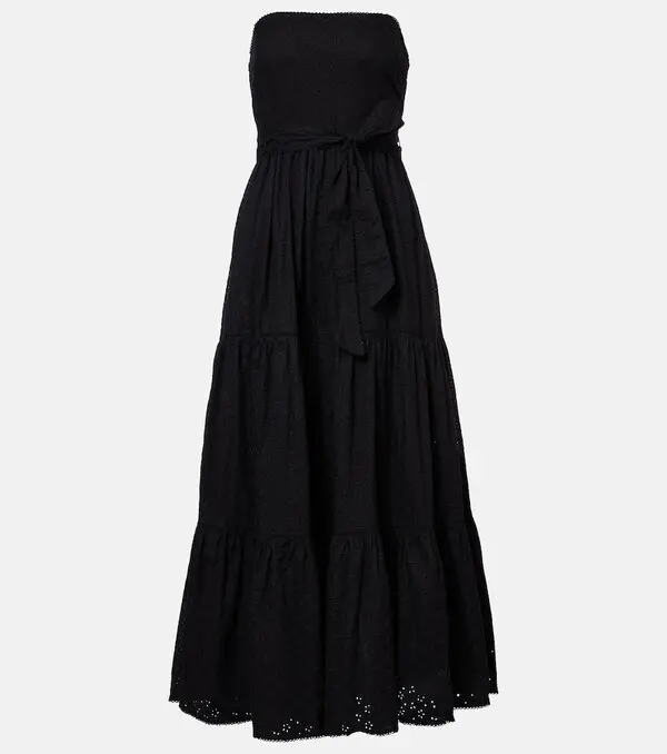 Poupette St Barth Thelma Strapless Cotton Maxi Dress - Black