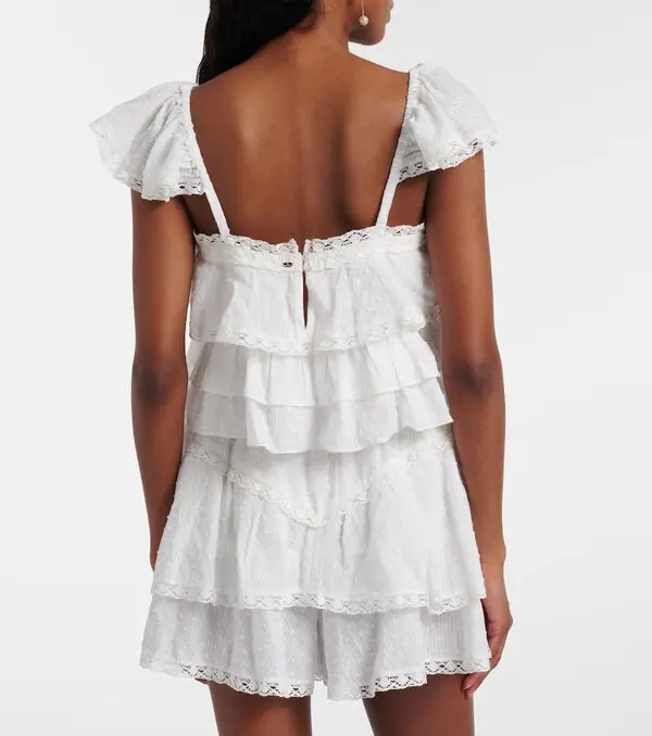 Poupette St Barth Anya Ruffled Cotton Top - White
