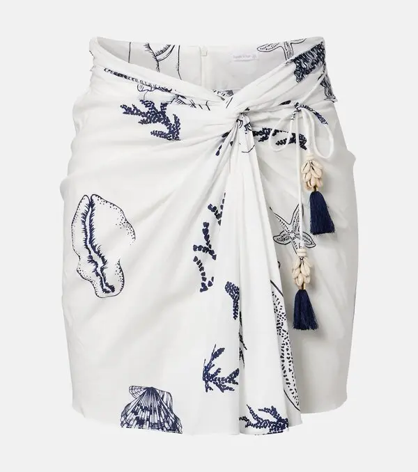 Poupette St Barth Tilda Printed Cotton Wrap Skirt - White