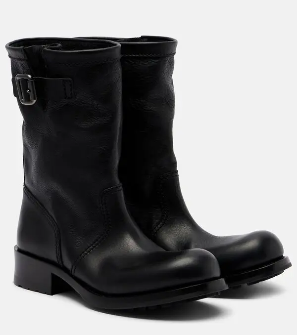 Prada Mid-calf Leather Boots - Black