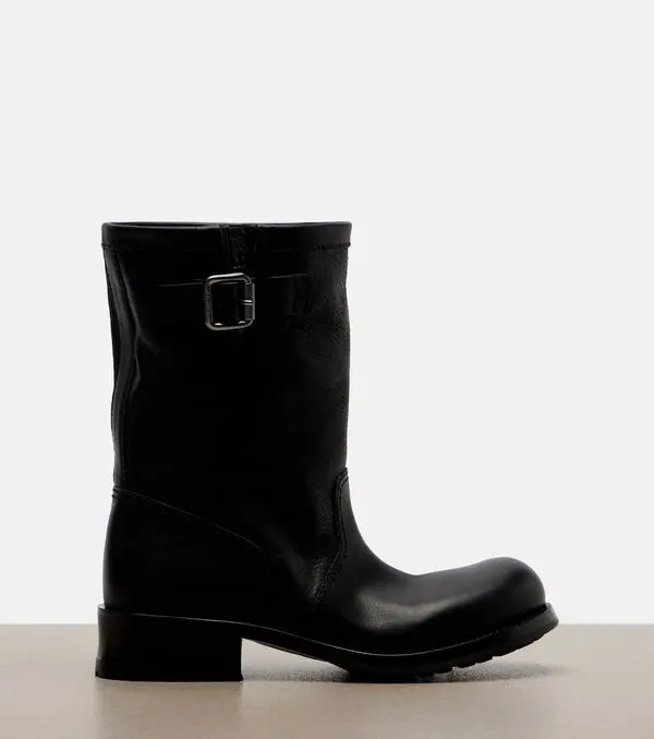 Prada Leather Mid-calf Boots - Black