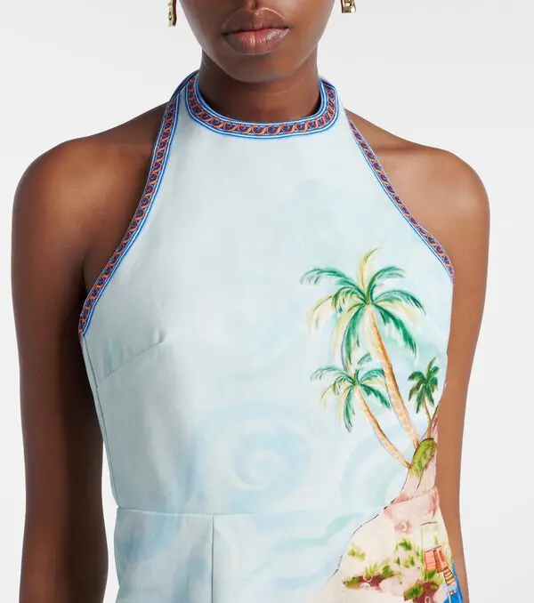 ALEMAIS Island Printed Cotton Minidress - Blue