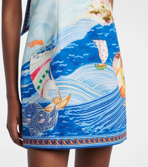 ALEMAIS Island Printed Cotton Minidress - Blue