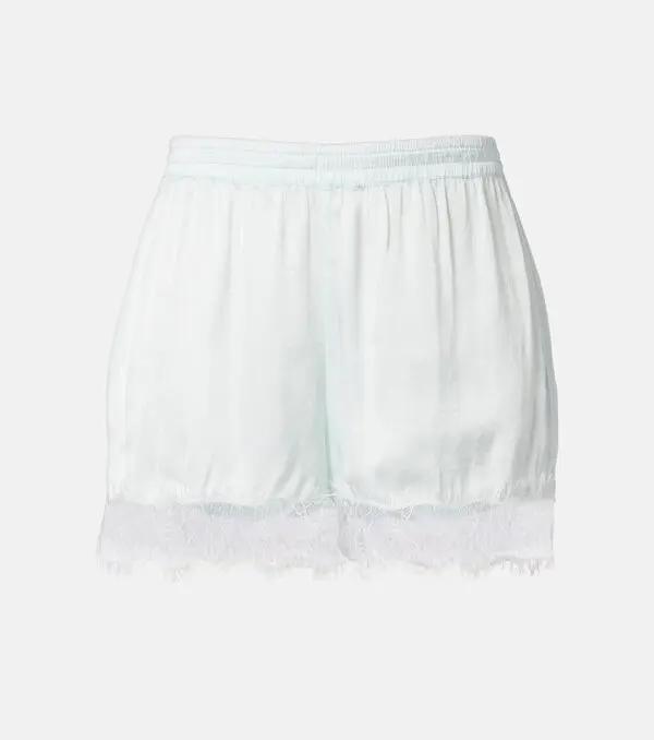 Poupette St Barth Doris Lace-trimmed Satin Shorts - Blue