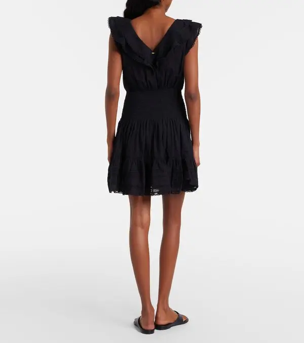 Poupette St Barth Della Ruffled Minidress - Black