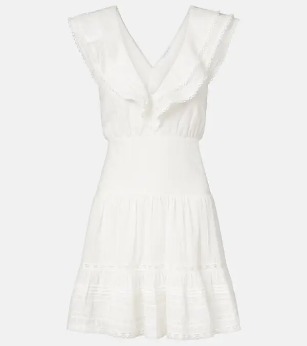 Poupette St Barth Della Ruffled Cotton Minidress - White