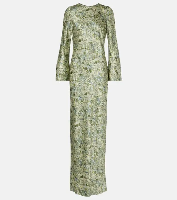 Veronica Beard Gemma Printed Silk-blend Maxi Dress - Green