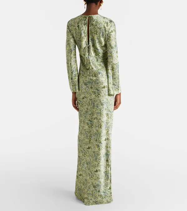 Veronica Beard Gemma Printed Silk-blend Maxi Dress - Green