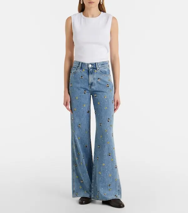 Veronica Beard Kasey Embellished Flared Jeans