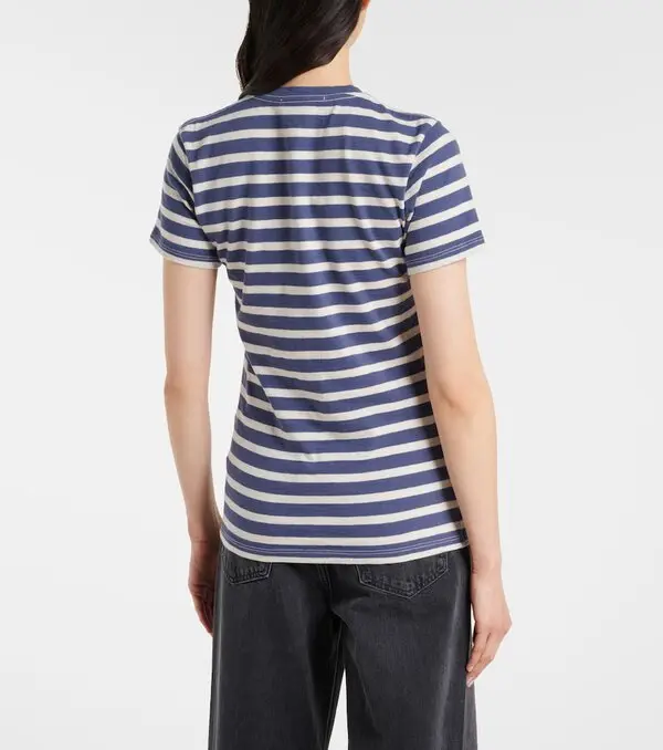 NILI LOTAN Lana Striped Cotton Jersey T-shirt - Blue