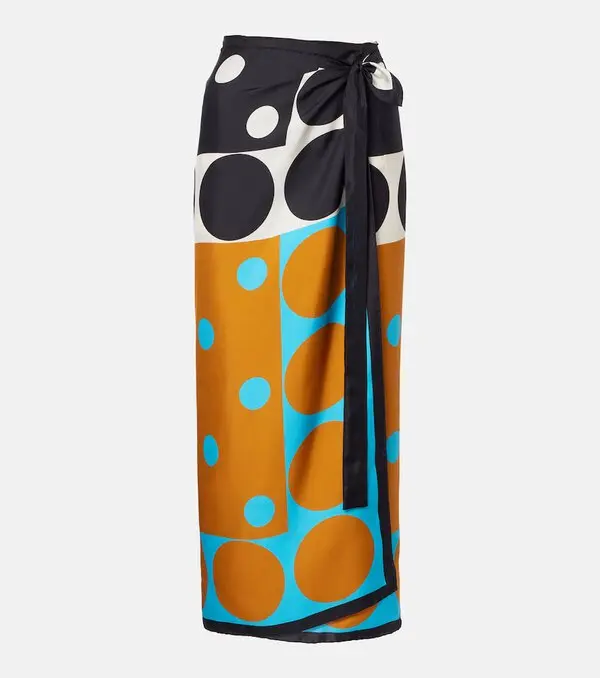 Dries Van Noten Printed Silk Wrap Skirt - Multicoloured