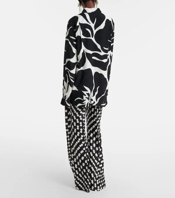 Dries Van Noten Polka-dot Wide-leg Pants - Black